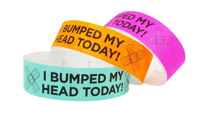 I Bumped My Head Wristbands from 55p each | ID&C